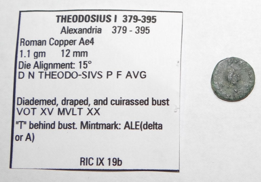 Lot 330 - THEODOSIUS I Alexandria VOT XV MVLT X SCARCE Roman Coin | CNY ...