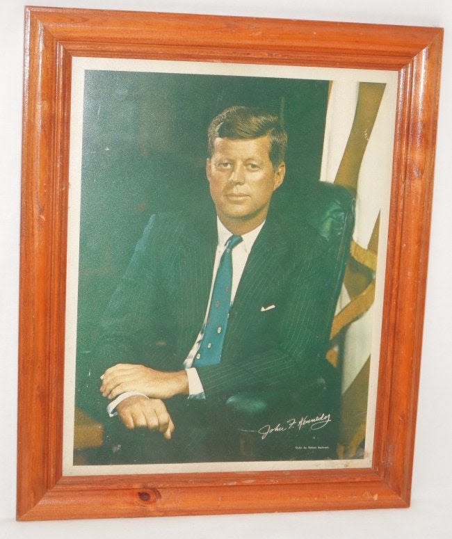 Lot 352 - 1960s JFK John F. Kennedy Framed Portrait Print | CNY Militaria