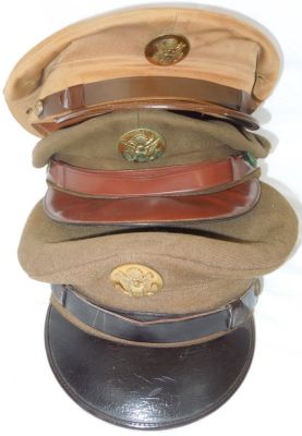 Lot 227 - WWII US Army AAF Enlisted Visor Cap Hats Lot of 3 | CNY Militaria