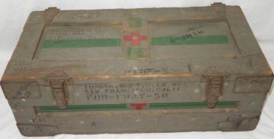 Lot 301 - WWII US Military Medical Painted Wooden Crate | CNY Militaria