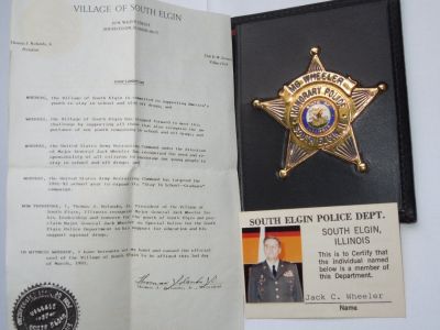 Lot 396 - 1992 US Army General Named South Elgin Police Badge | CNY ...