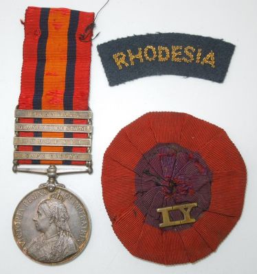 Lot 21 - British Queens South Africa Rhodesia Medal & Patch Group | CNY Militaria