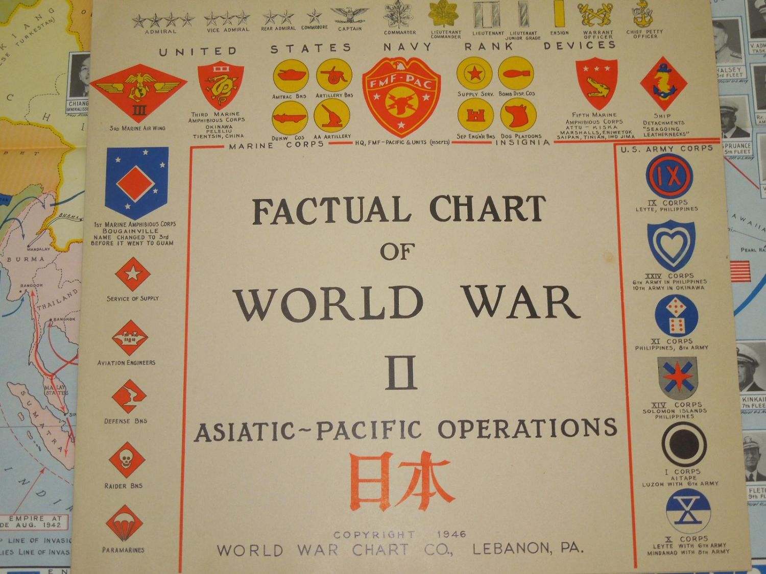 Lot 225 – WWII Factual Chart of WWII World War Two Asiatic-Pacific ...