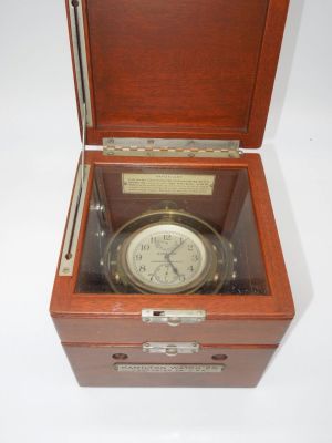 Lot 489 - Vintage Hamilton Mounted Ships Chronometer Clock Watch Co ...