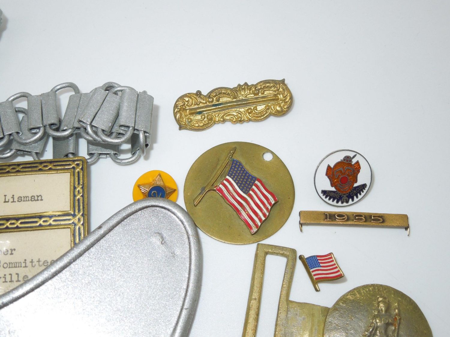 Lot 599 – Vintage 1800s – 1900s Lot Pins Ribbons Badges Eagles NRA ...