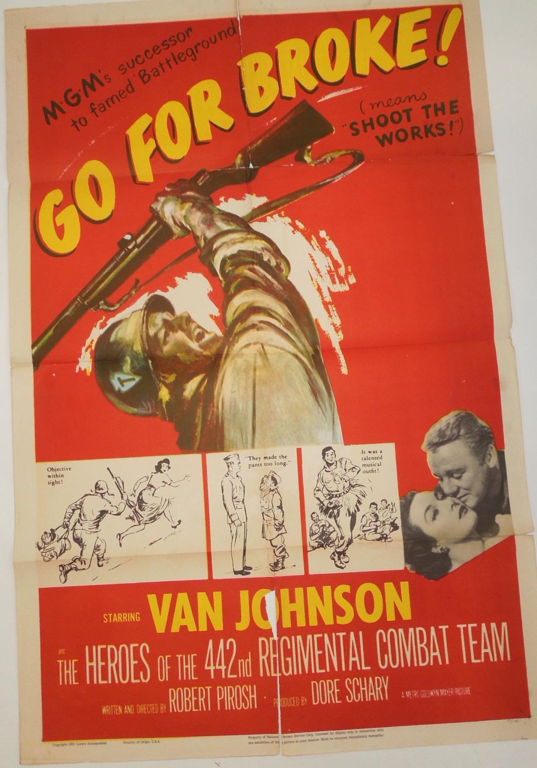 Lot 170 - Vintage 1951 Go For Broke 442nd RCT Van Johnson MGM Movie ...