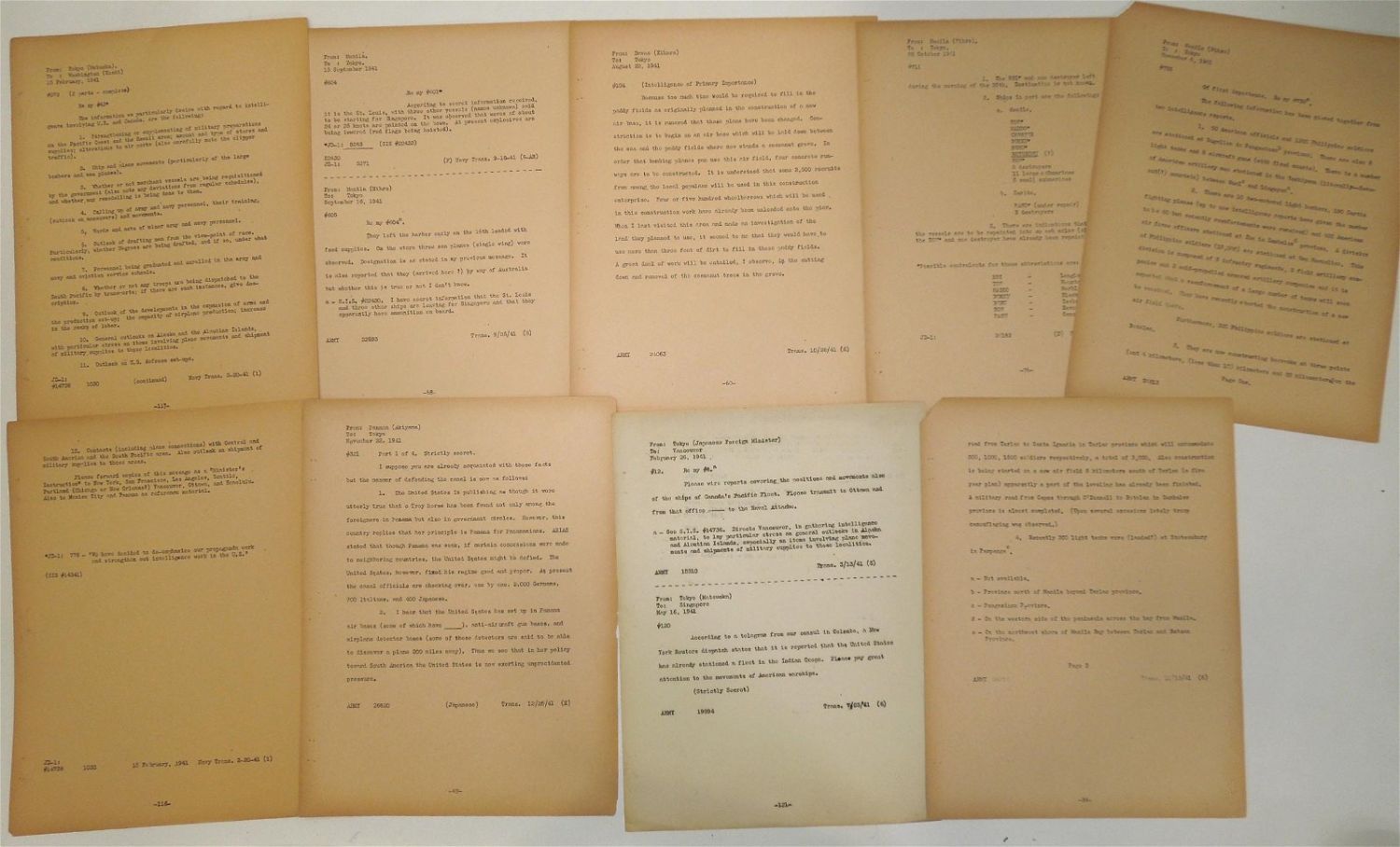 Lot 213 – WWII Decoded & Translated Japanese Intelligence Messages Pre ...