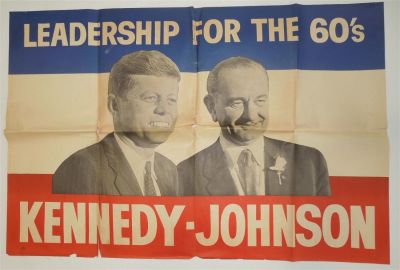 Lot 466 - Vintage 1960s JFK John F. Kennedy Johnson LBJ Campaign Poster ...
