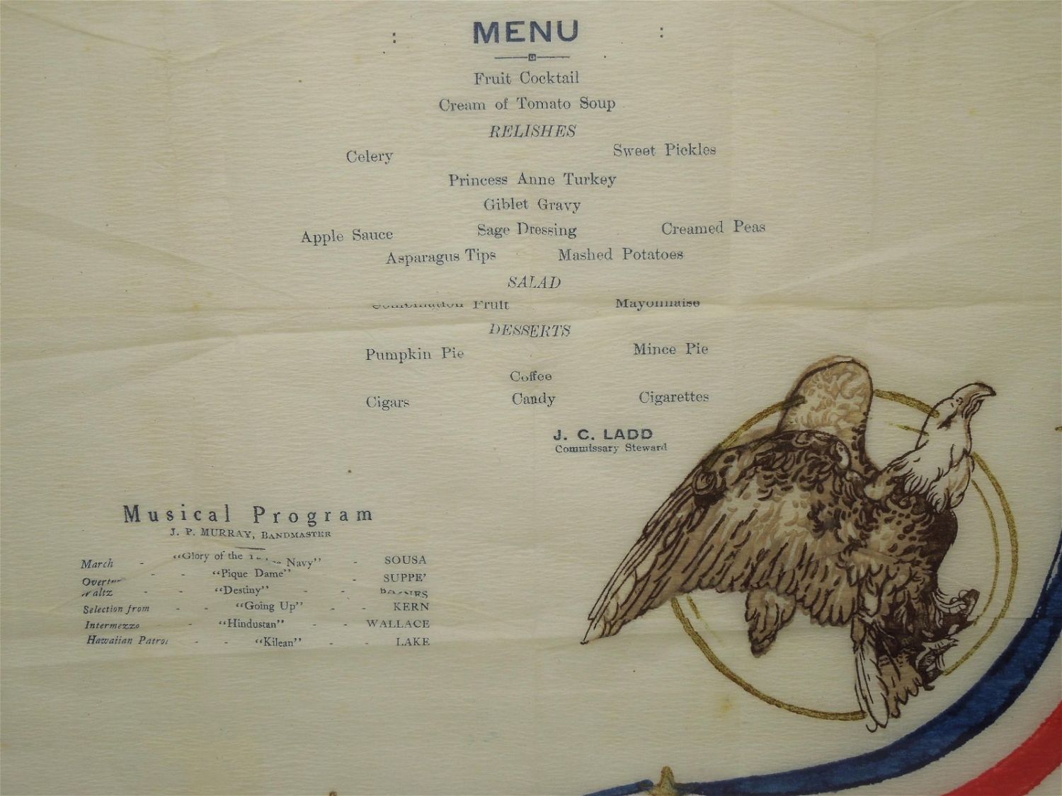 Lot 9 - WWI USN Navy 1918 USS Arizona Ship Merry Christmas Menu Framed ...