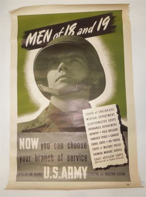 Lot 269 - WWII 1942 Army Recruiting Poster Men of 18 & 19 Choose Career ...