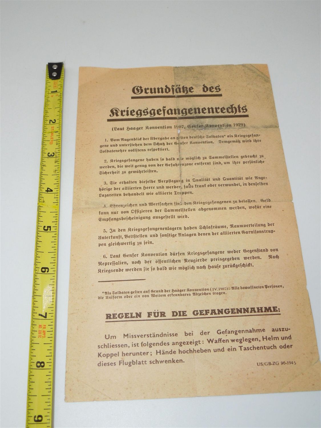Lot 331 - WWII Eisenhower POW German Soldier Safe Conduct Propaganda ...