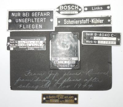 Lot 466 - WWII Military Captured Aircraft Data Plates German Japanese ...