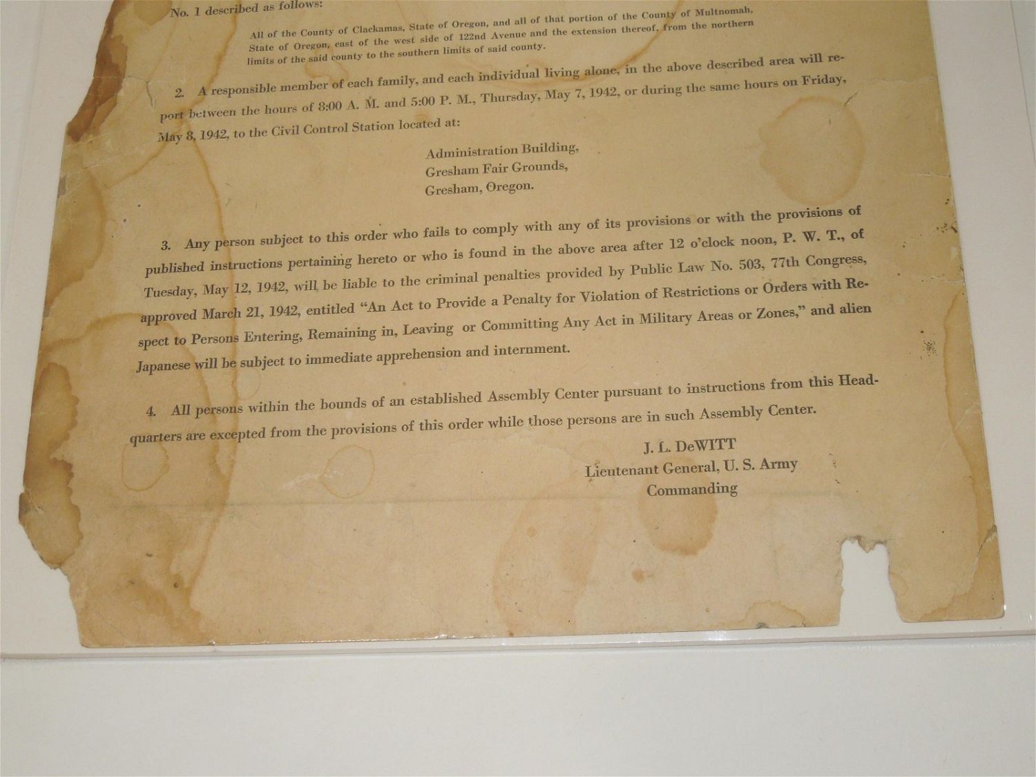 Lot 479 - WWII 1942 Japanese Civilian Exclusion Order For Internment ...