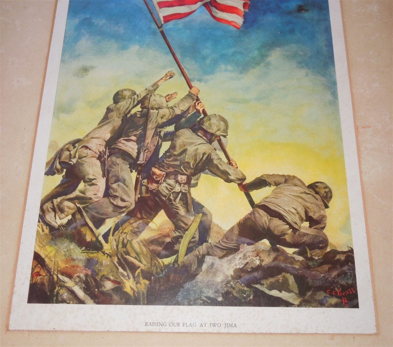Lot 138 - WWII USMC Marine Corps Raising Our Flag At Iwo Jima Poster ...