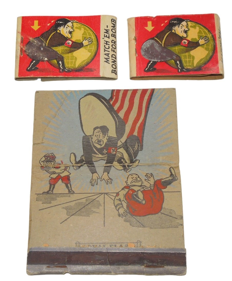 Lot 140 - WWII US Patriotic Anti Hitler & Axis Leaders Cartoon ...