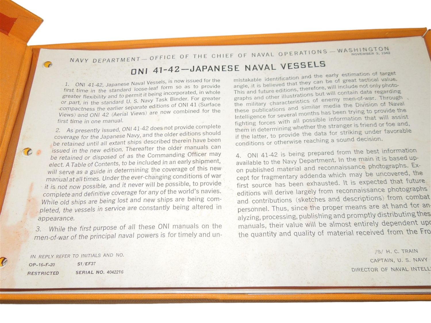 Lot 285 - WWII 1942 USN Navy Naval Intelligence Reference Book Japanese ...