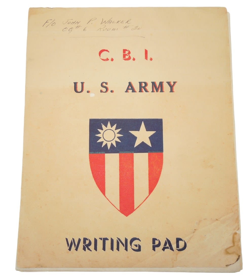 Lot 290 - WWII Era Army China Burma India CBI Writing Pad & Stationary ...