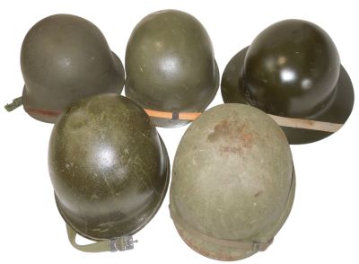 Lot 327 - Lot (5) WWII - Cold War European Helmets & Liners | CNY Militaria