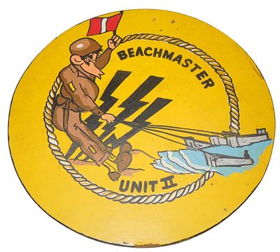 Lot 161 - WWII US Navy Hand Painted Beachmaster Unit 2 Sign | CNY Militaria