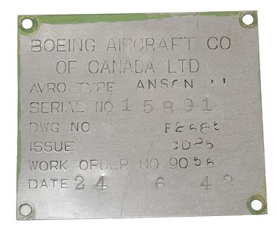 Lot 247 - WWII 1942 Canada Boeing Aircraft Company Arvo Anson Aircraft ...