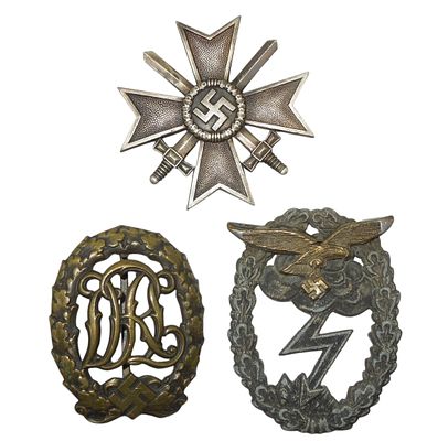 Lot 92A - Lot (3) WWII German Luftwaffe DRL War Cross Badges | CNY ...