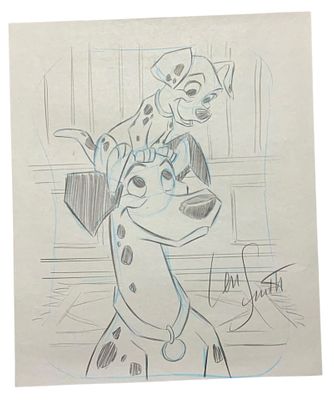Lot 345 - Disney 101 Dalmatians Pongo Pencil Concept Drawing Animator ...