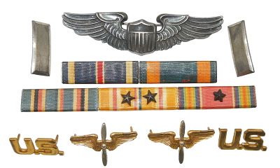 Lot 101 - WWII US Army Air Force Sterling LGB Pilot Wings Ribbon Bars ...
