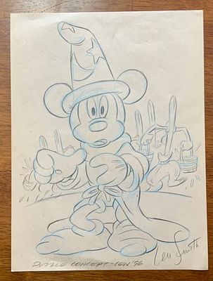 Lot 388 - Disney 1996 Sorcerer Mickey Pencil Concept Color Drawing ...