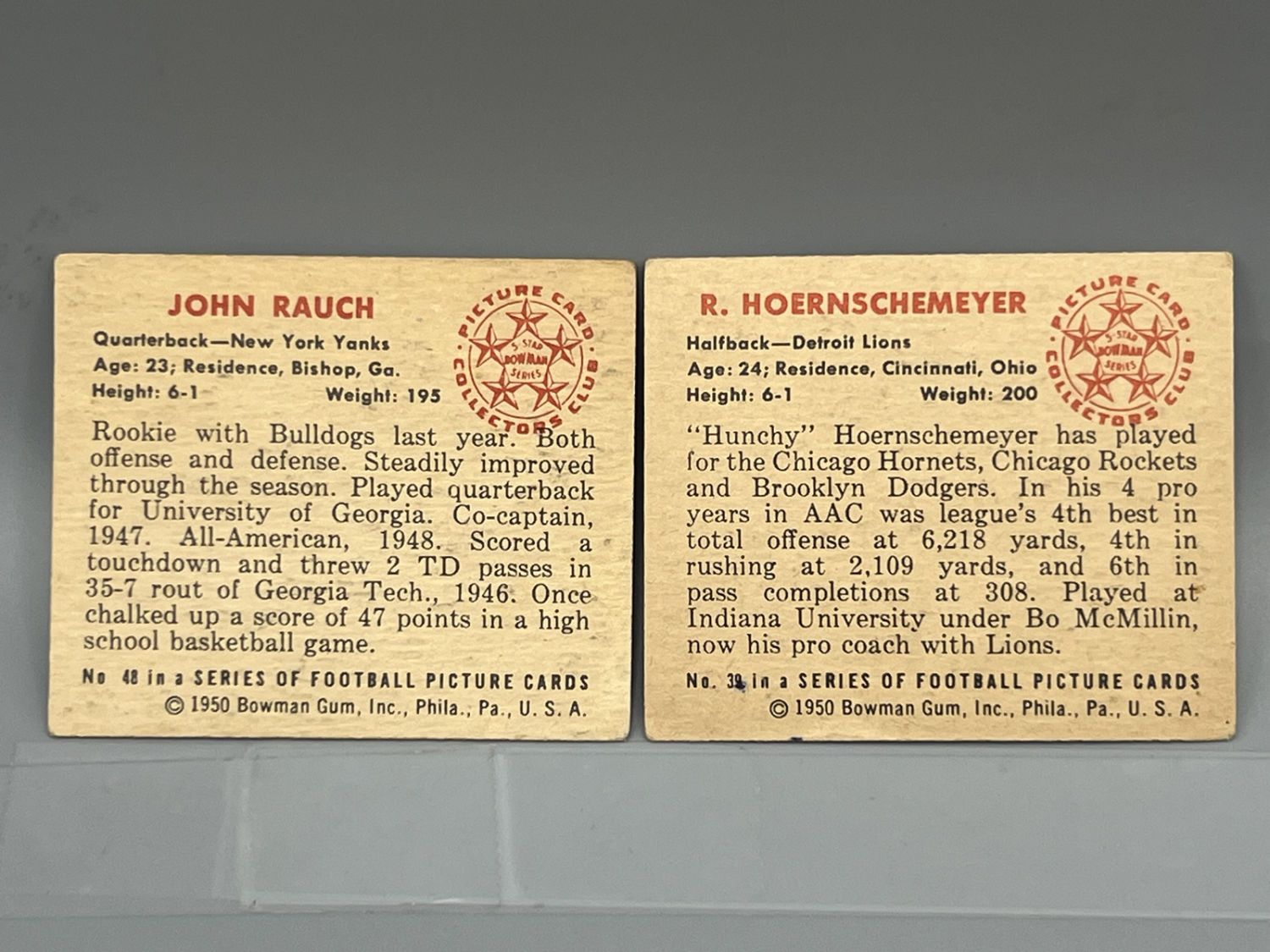 Lot 90e - 1950 Bowman John Rauch #48 & Hunchy Hoernschemeyer #39 ...