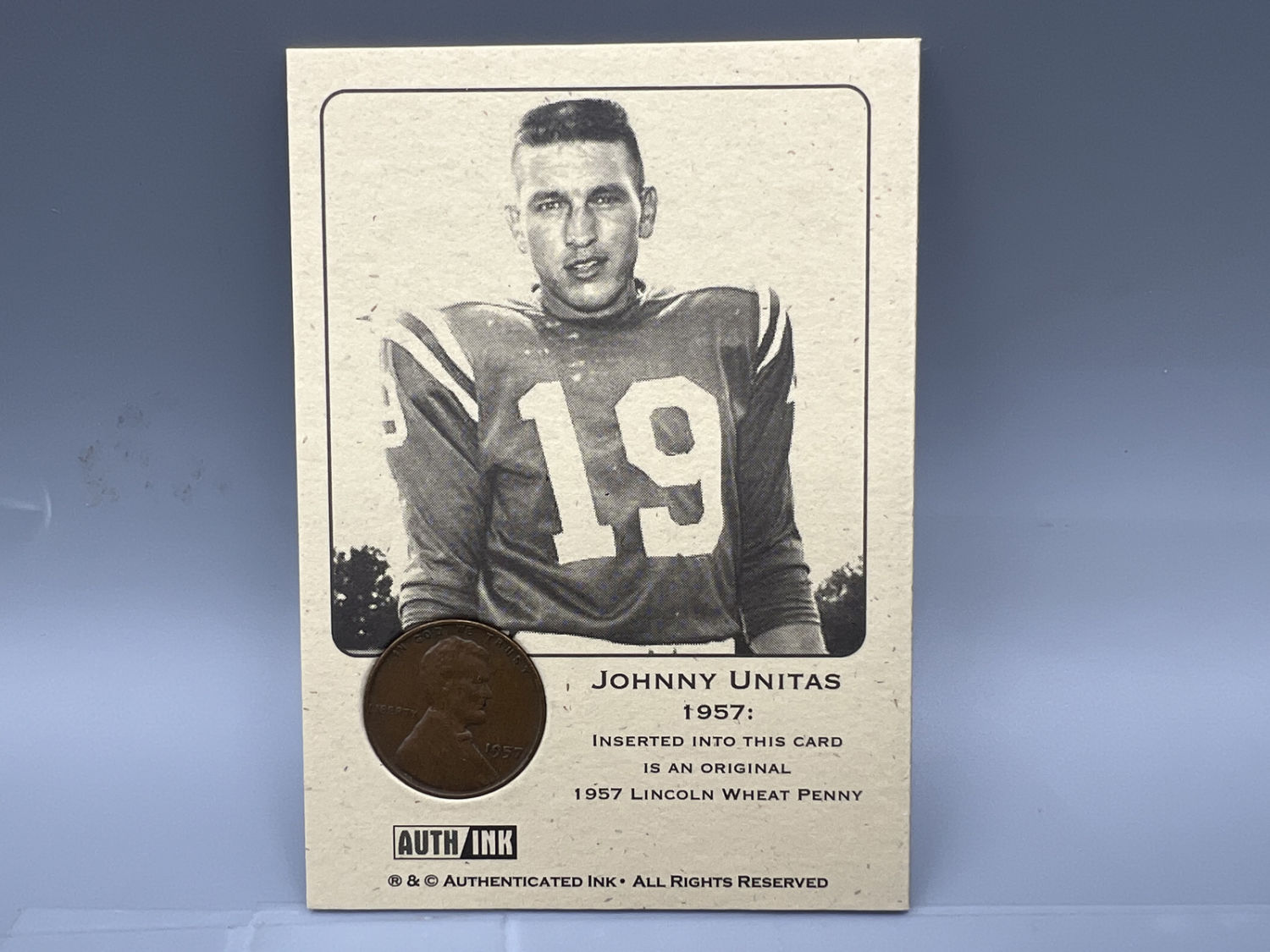 Lot 34b – Authenticated Ink Football Johnny Unitas Card W/ 1957 Lincoln ...