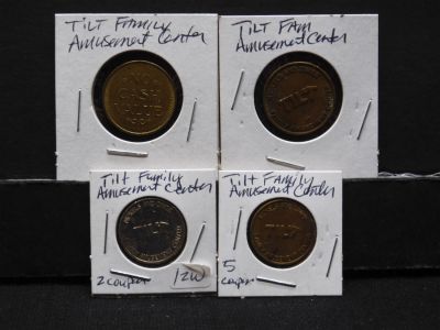 Lot 12W - TILT FAMILY AMUSEMENT CENTER TOKENS (QTY=4) | Richard Edwards ...