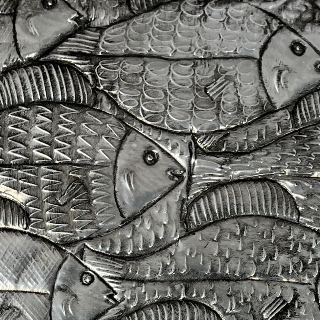 Lot 75 – Artist Made Repousse Mirror w All Over Fish Motif | Epic ...