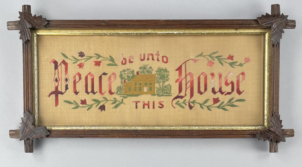 Lot 220 – Victorian Paper Punch Needlework Motto Sampler | Epic ...