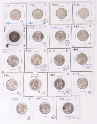 Lot 165249 - 90% SILVER WASHINGTON QUARTERS & KEY DATES - (19 ...