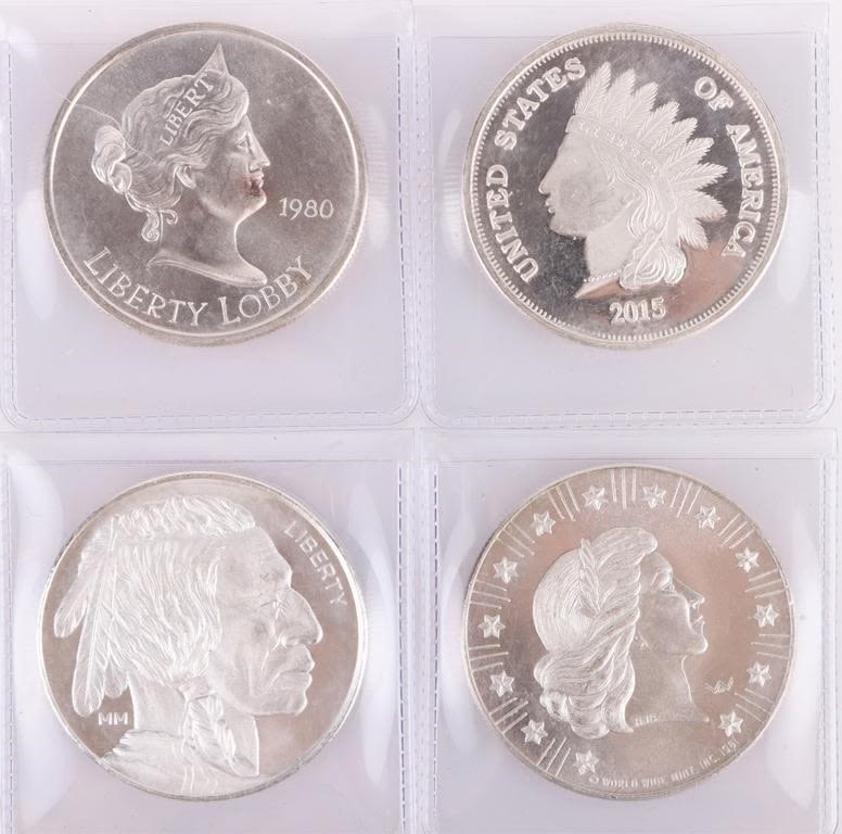 Lot 177354 - .999 FINE SILVER US COLLECTIBLE SILVER COINS - (4 ...
