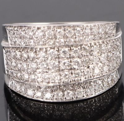 Lot 179088 - 14K WHITE GOLD FLASHY DIAMOND LADIES RING 1.01CTW ...