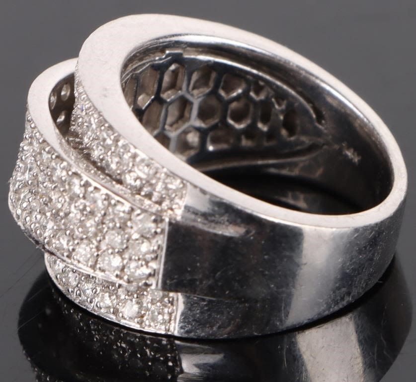 Lot 179088 - 14K WHITE GOLD FLASHY DIAMOND LADIES RING 1.01CTW ...