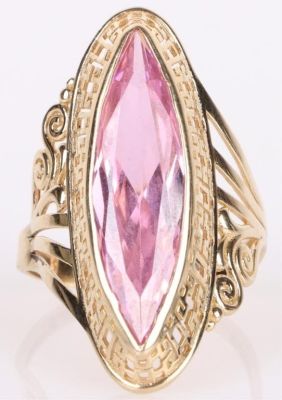Lot 179104 - PINK CITRINE MARQUISE 14K GOLD RING | Florida Estate Sales ...