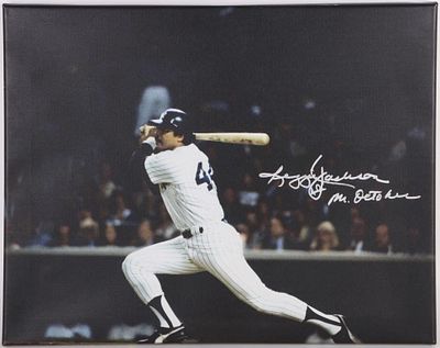 Lot 203422 - SIGNED REGGIE JACKSON SWING STILLSHOT CANVAS | Florida ...