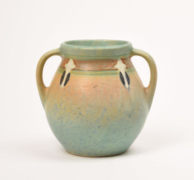 Lot 66 - Roseville Pottery Aqua Montacello Vase | Goose Pond Auction