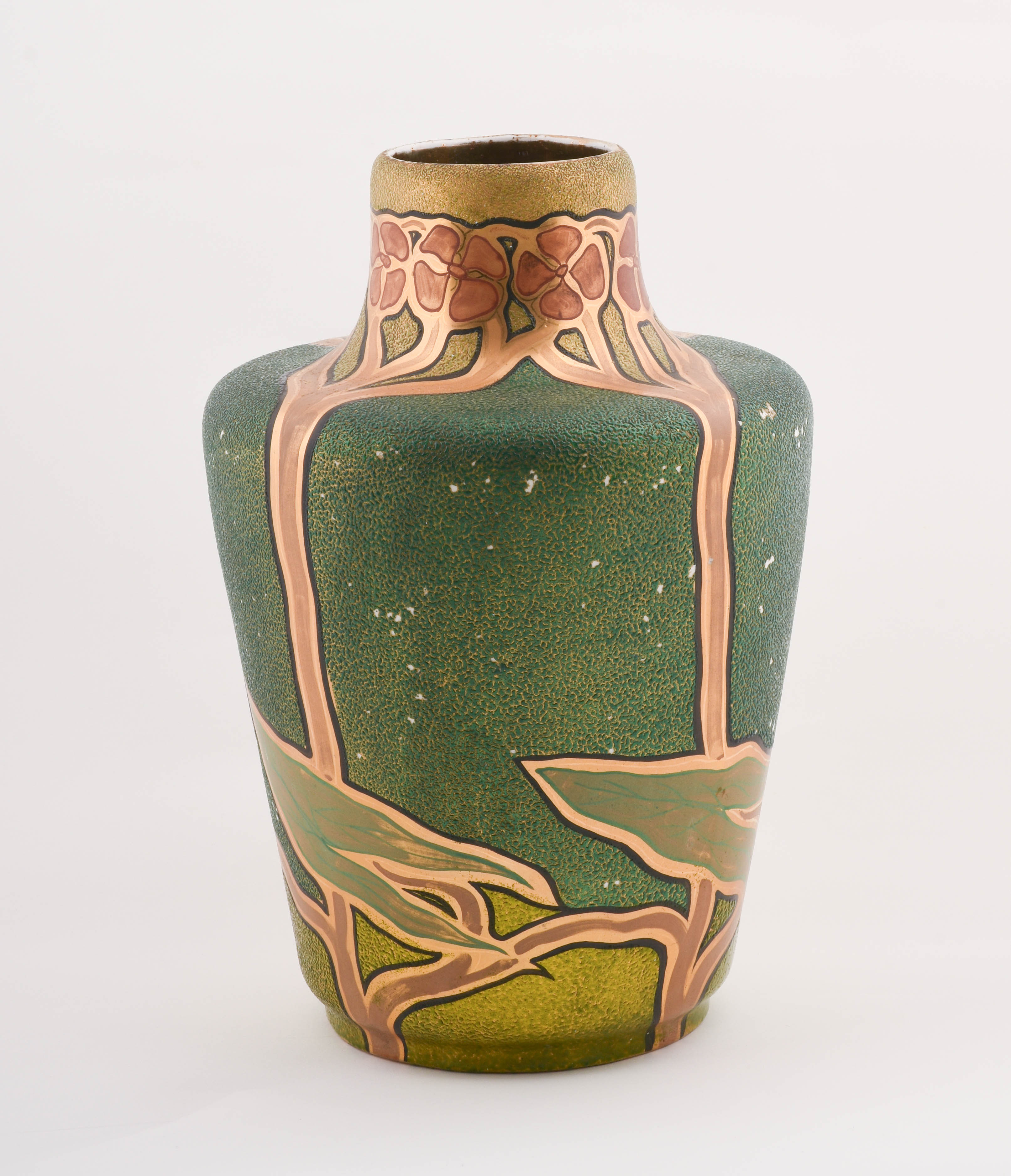 Lot 65 - Owens Opalesce Inlaid Pottery Vase | Goose Pond Auction