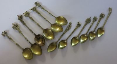Lot 24 – Rare Antique Ornate Italian Brass Coffee Spoons & Teaspoons ...