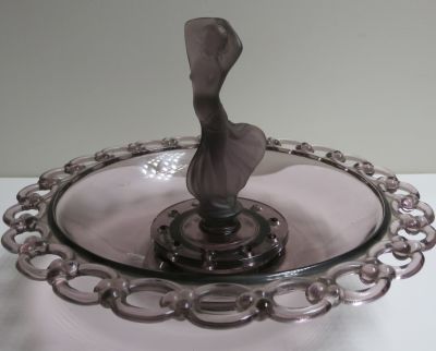 Lot 234 - Rare - Art Deco Purple Glass Flower Frog with Dancing Lady ...