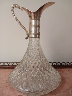 Lot 37 - Vintage Glass Diamond Pattern Decanter with Serpent Dragon ...