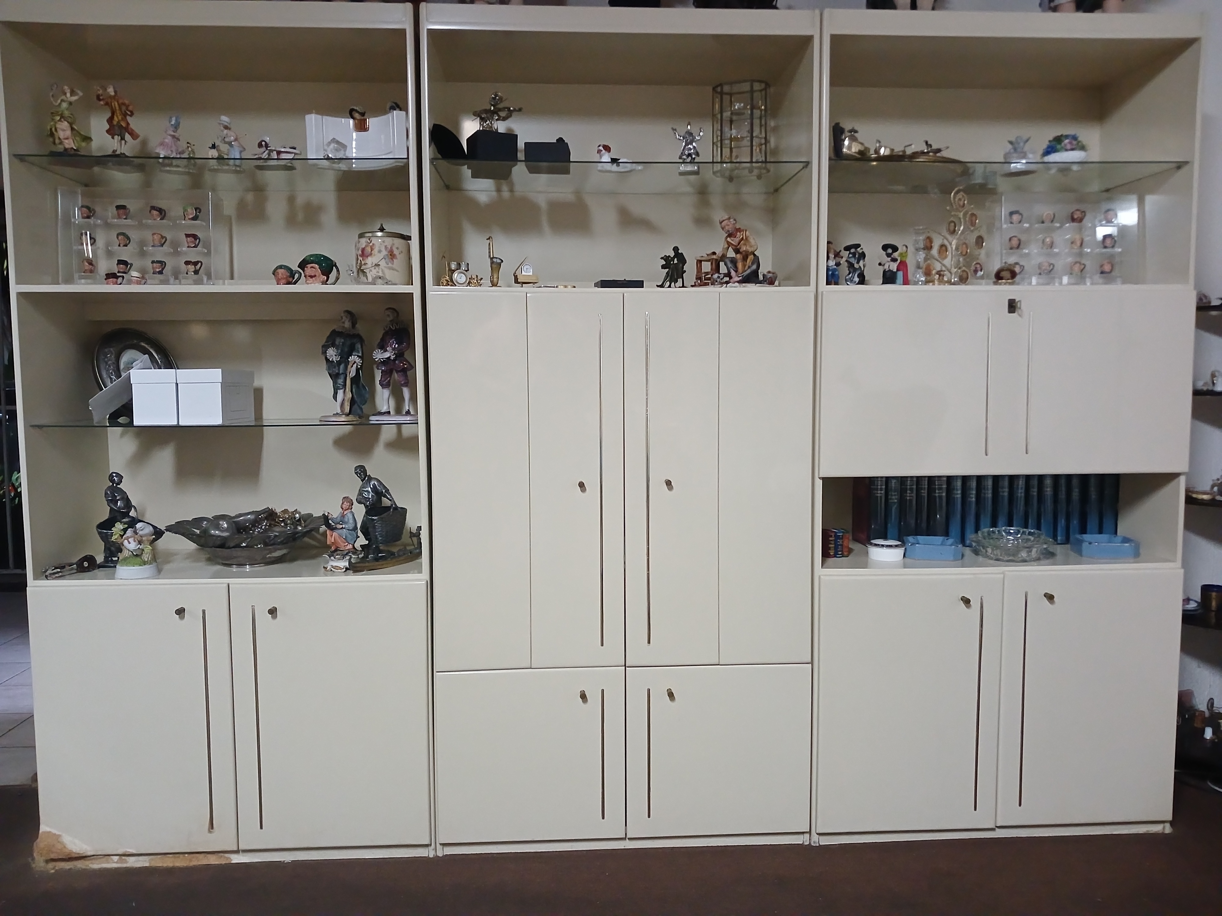 Lot 20 - A Three Cream Laminate Modular Wall Unit and Display Cabinet ...