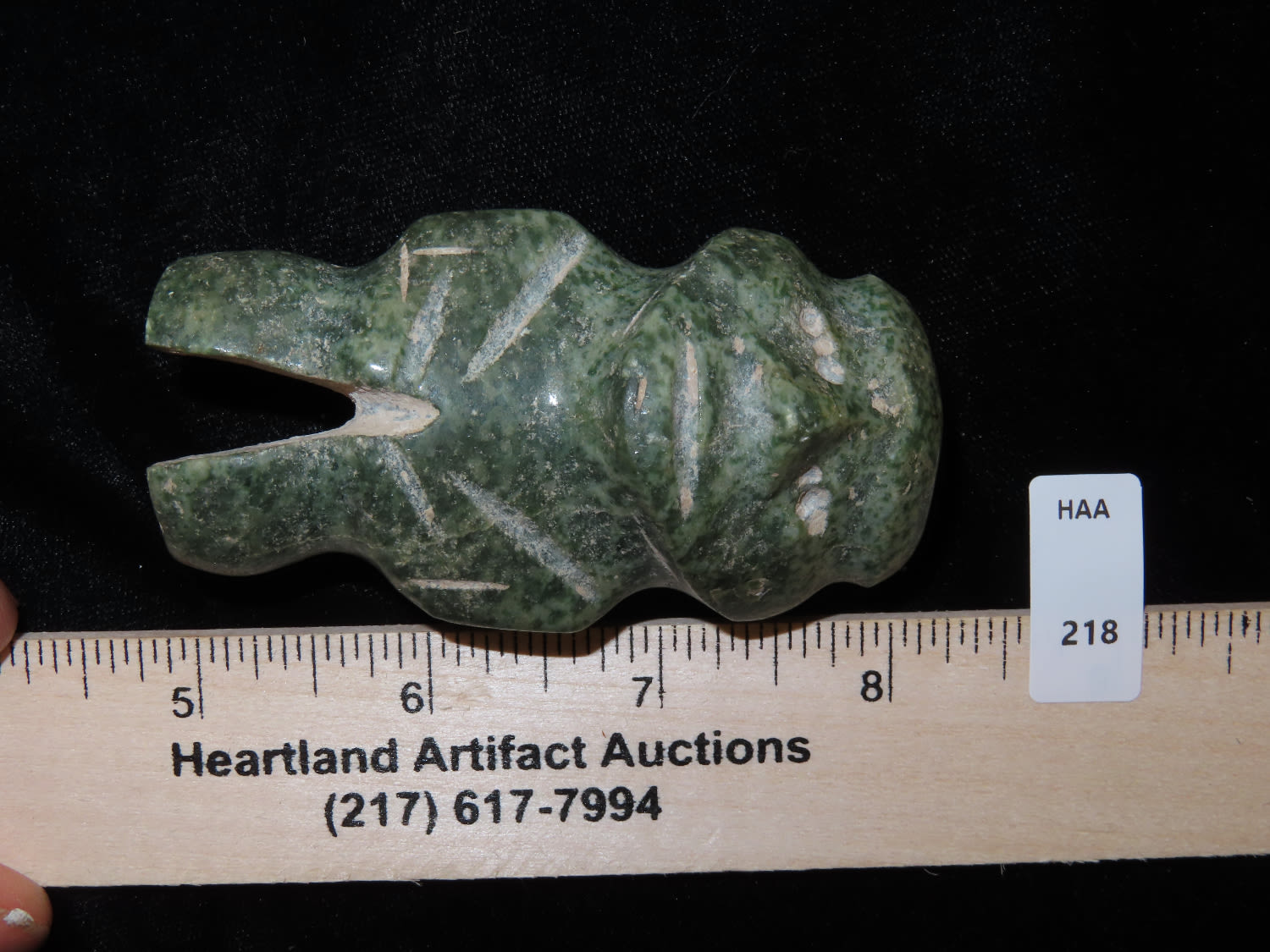 Lot 218 - 3" Pre-Colombian Jade Human Effigy | Heartland Artifact Auctions