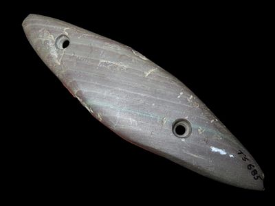 Lot 162 - 3 7/8" Bi-Point Banded Slate Gorget, Bennett COA, Ex Tom ...