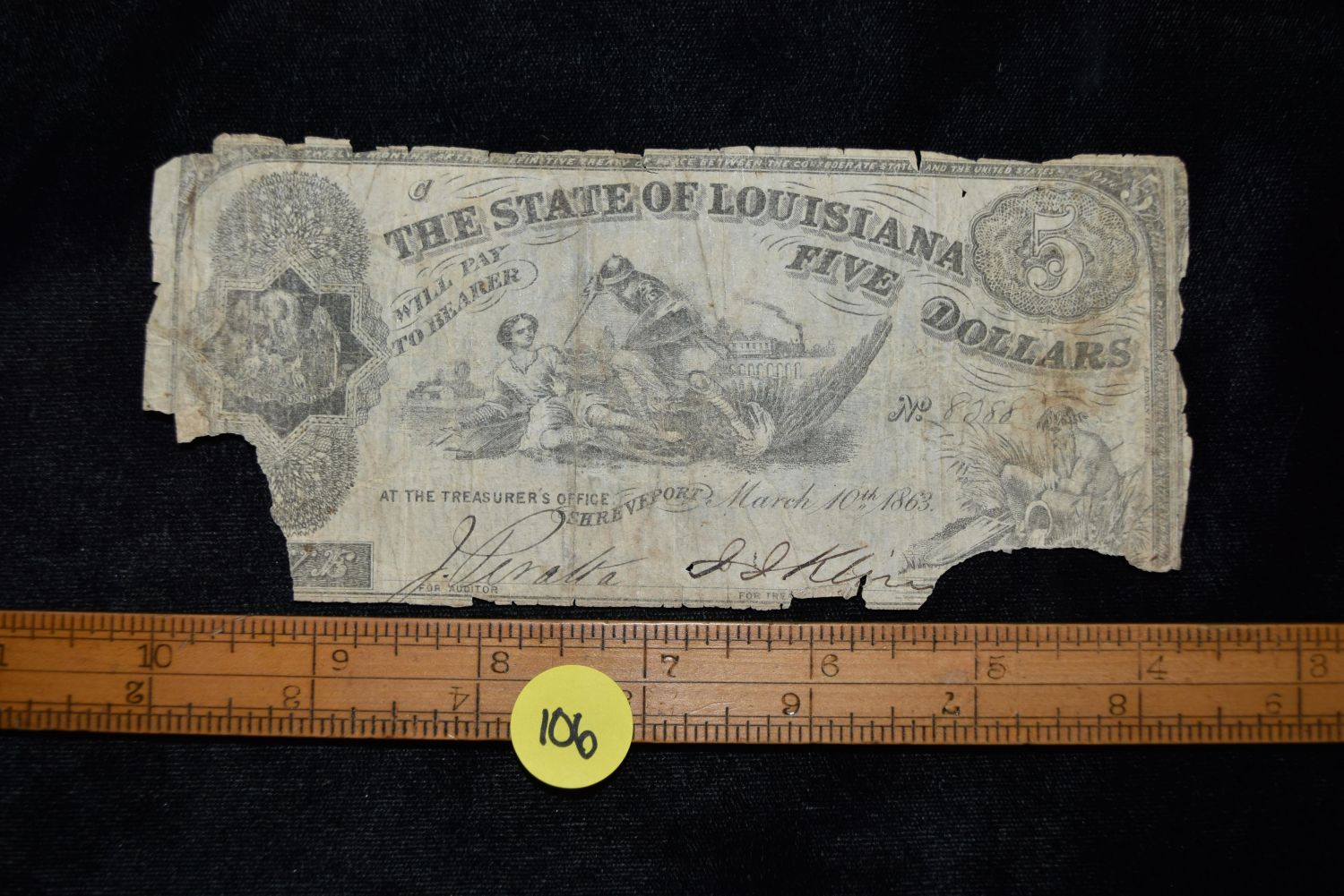 Lot 106 - Louisiana Civil War Currency, $5 Note, 1963 | Heartland ...