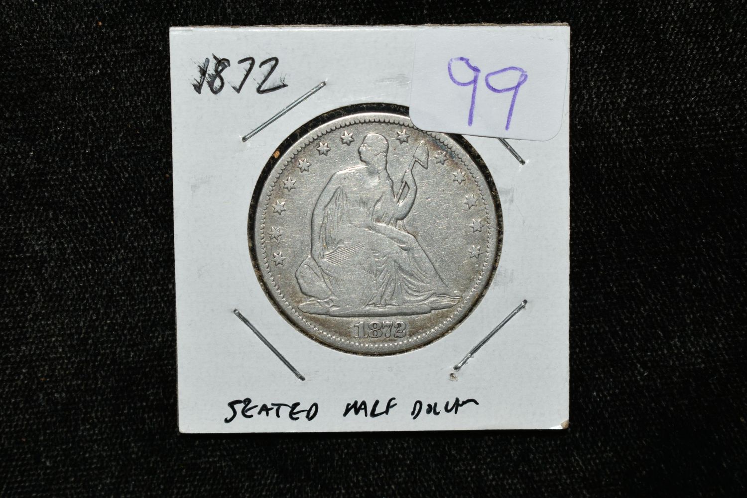 Lot 99 - 1872 SEATED LIBERTY SILVER HALF DOLLAR | Heartland Artifact Auctions