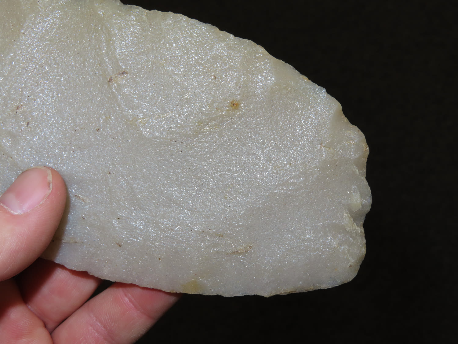 Lot 228 - 7 1/8" Paleo Clovis knife Hixton Quartz; Jerry Dickey COA, EX ...